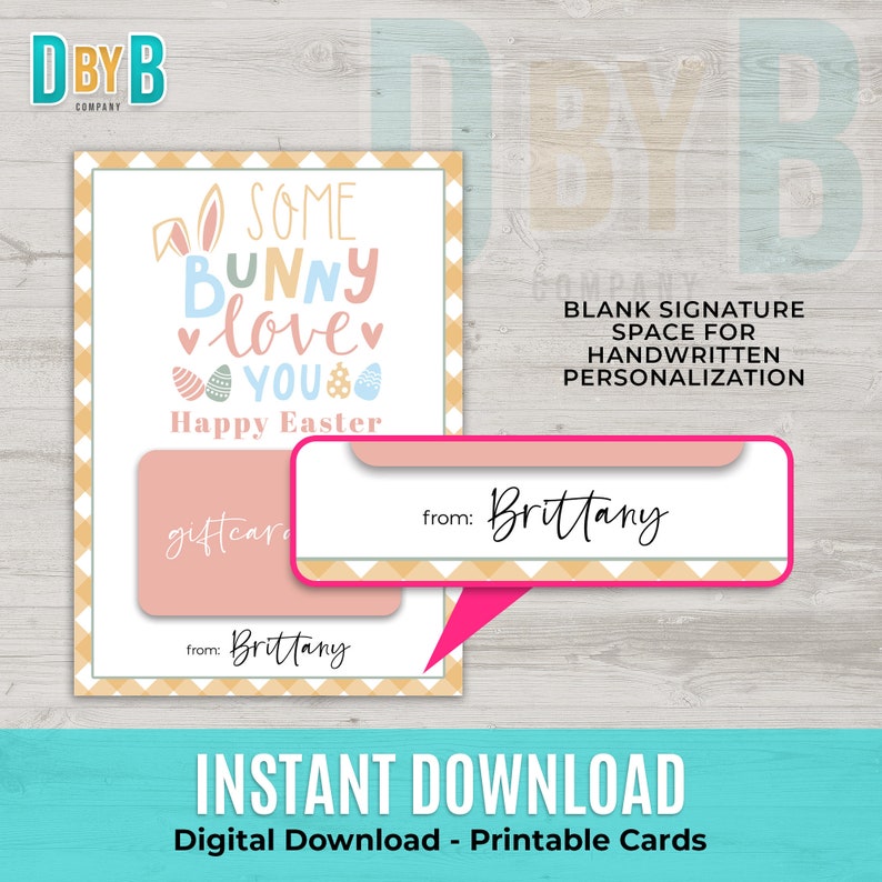 Easter Bunny Gift Card Holder Printable, Easter Gift Basket Filler ...