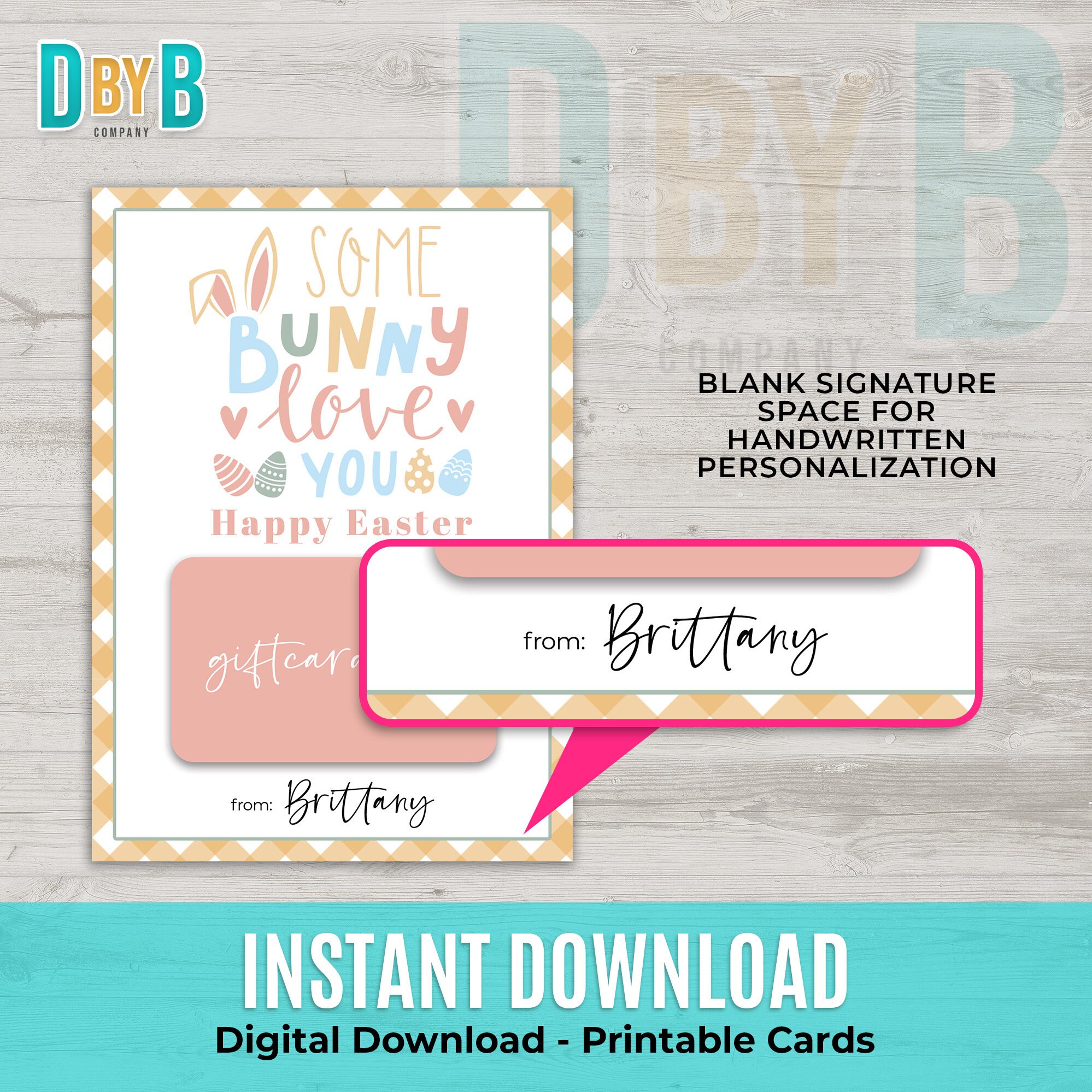 Easter Bunny Gift Card Holder Printable, Easter Gift Basket Filler ...