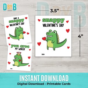Alligator Valentines Day Printable Cards - Etsy