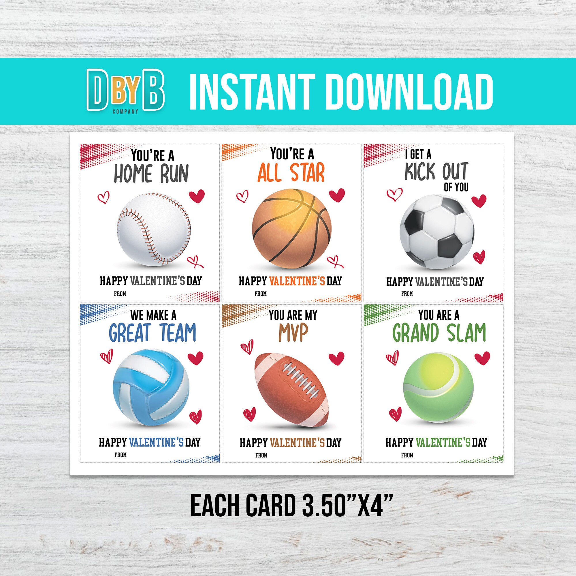 All Star Sports Valentines Day Printable Cards - Etsy