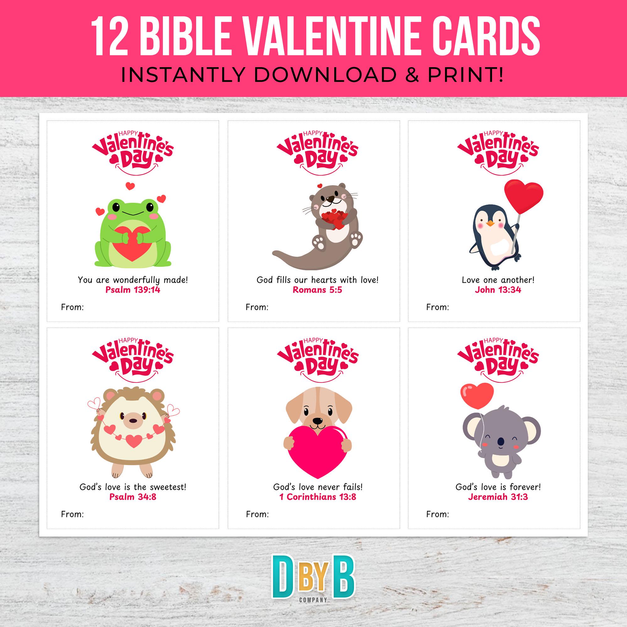 Christian Valentine Cards for Kids: Bible Verse Animal Designs ...