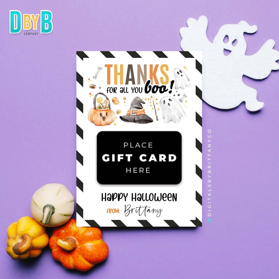 Printable Thanks for All You Boo Gift Card Holder, Happy Halloween ...