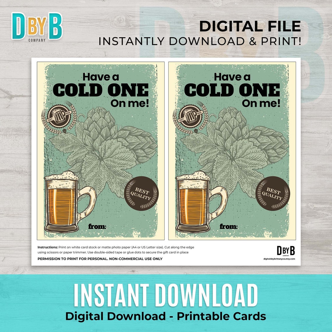 Printable Craft Beer Gift Card Holder: Vintage Celebration (instant ...