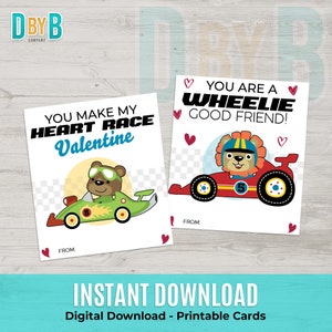 Race Car Valentines Day Printable Cards - Etsy