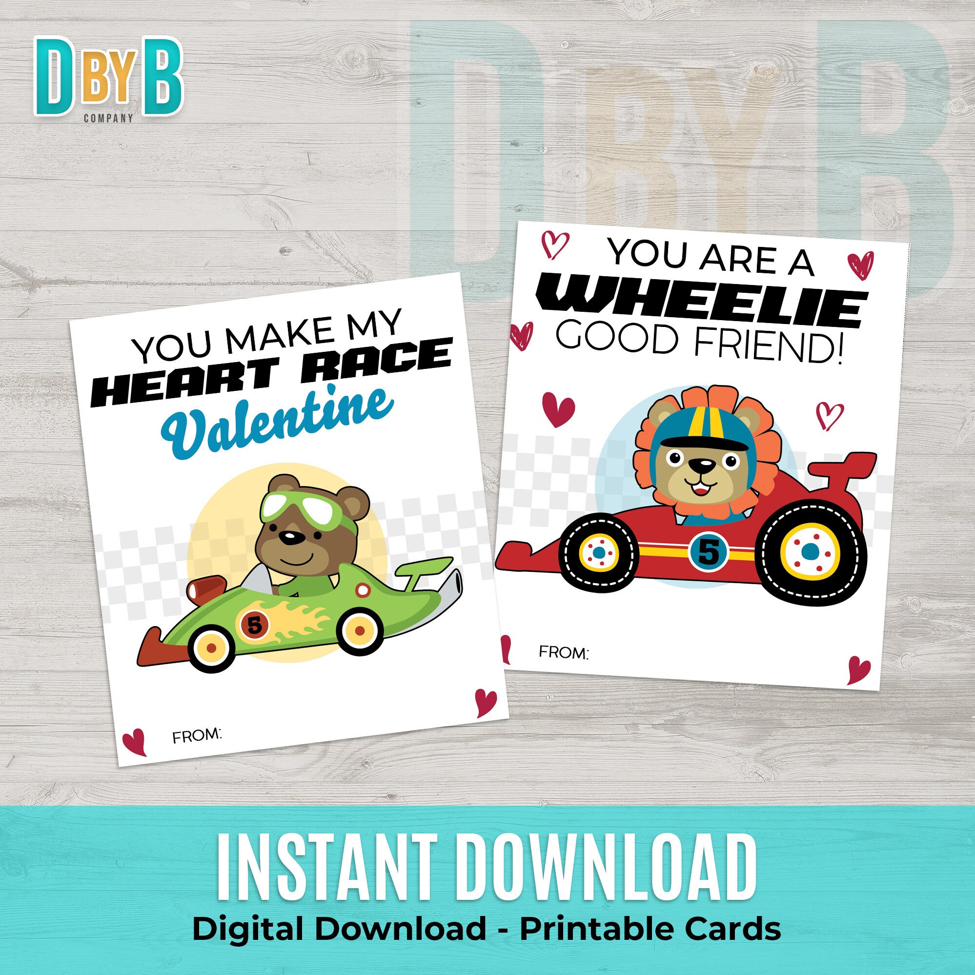 Race Car Valentines Day Printable Cards - Etsy