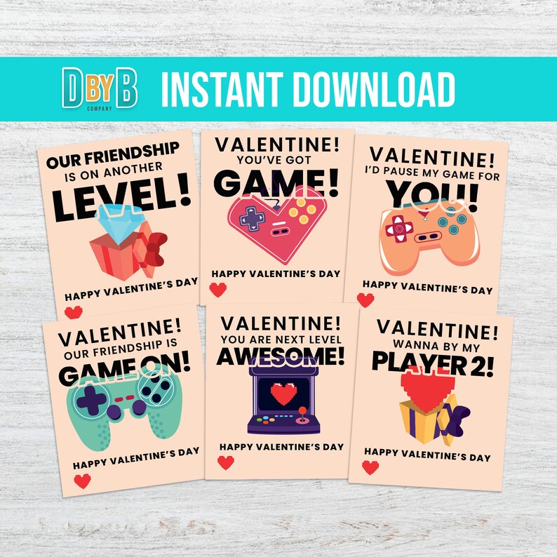 Girl Gamer Valentines Day Cards, Printable School Valentines Day Cards ...