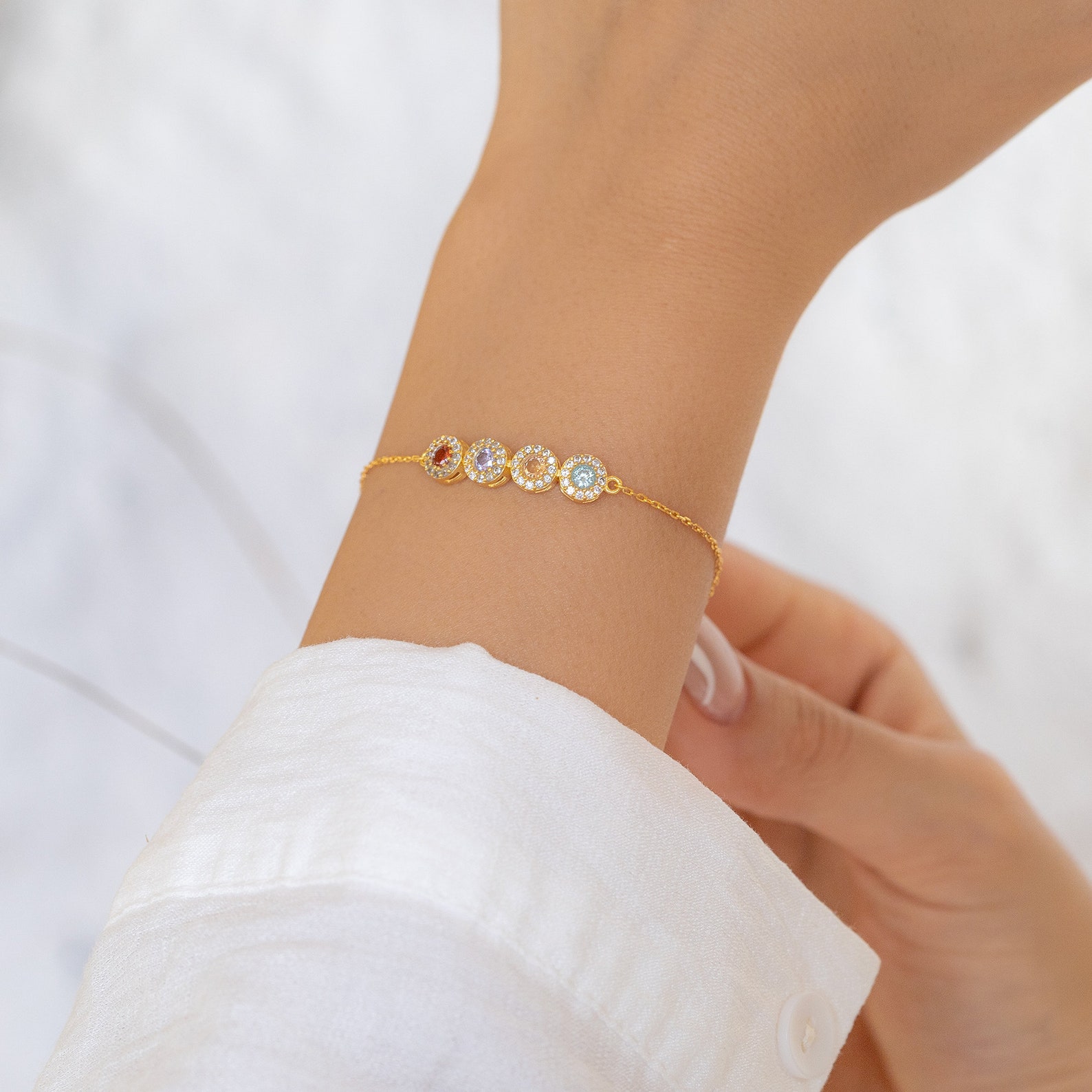Custom Birthstone Bracelet, Birthstone Bracelet for Mom, Family ...