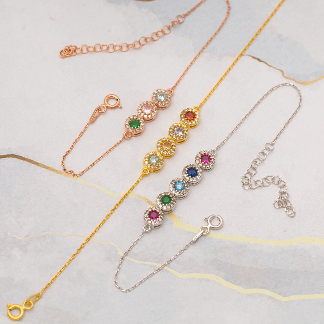 Custom Birthstone Bracelet, Birthstone Bracelet for Mom, Family ...