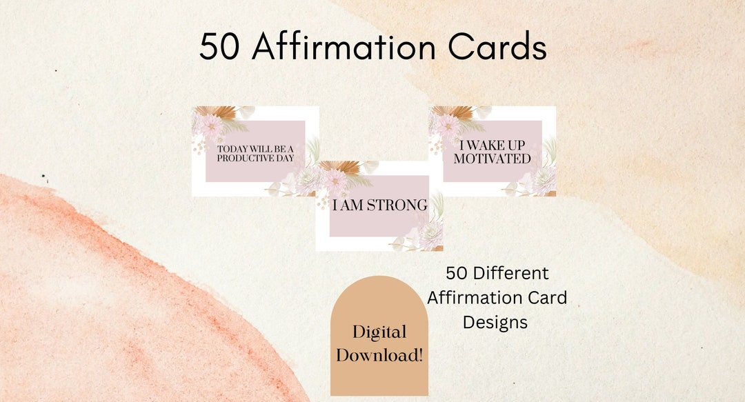 50 Affirmation Cards Digital Download, Mindfulness Affirmations Deck ...