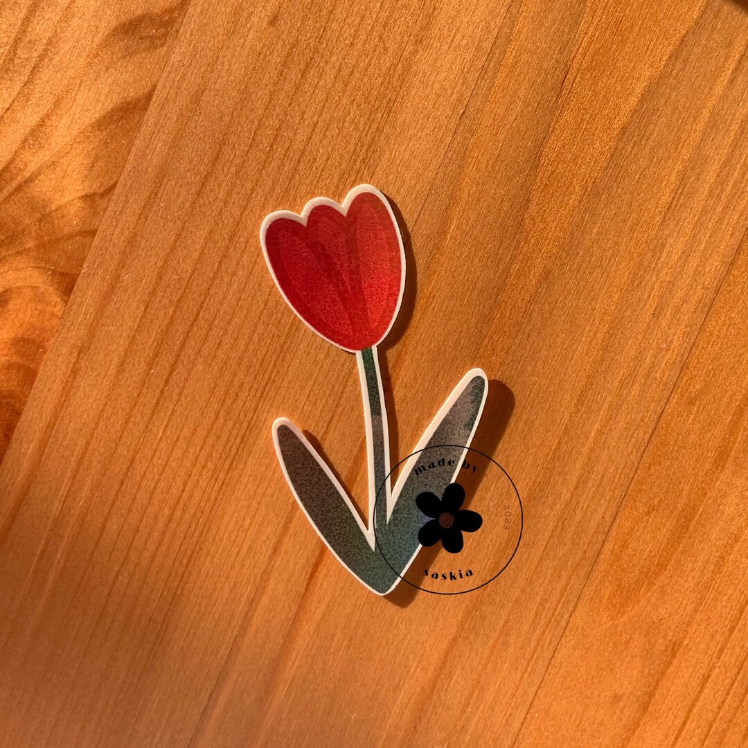 Holographic Red Tulip Sticker for Phones, Stationery, Tumblers, Laptops ...