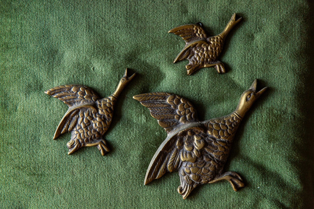 Vintage Brass Ducks Wall Hanging Set of 3, Mid Century Duck Wall Art ...