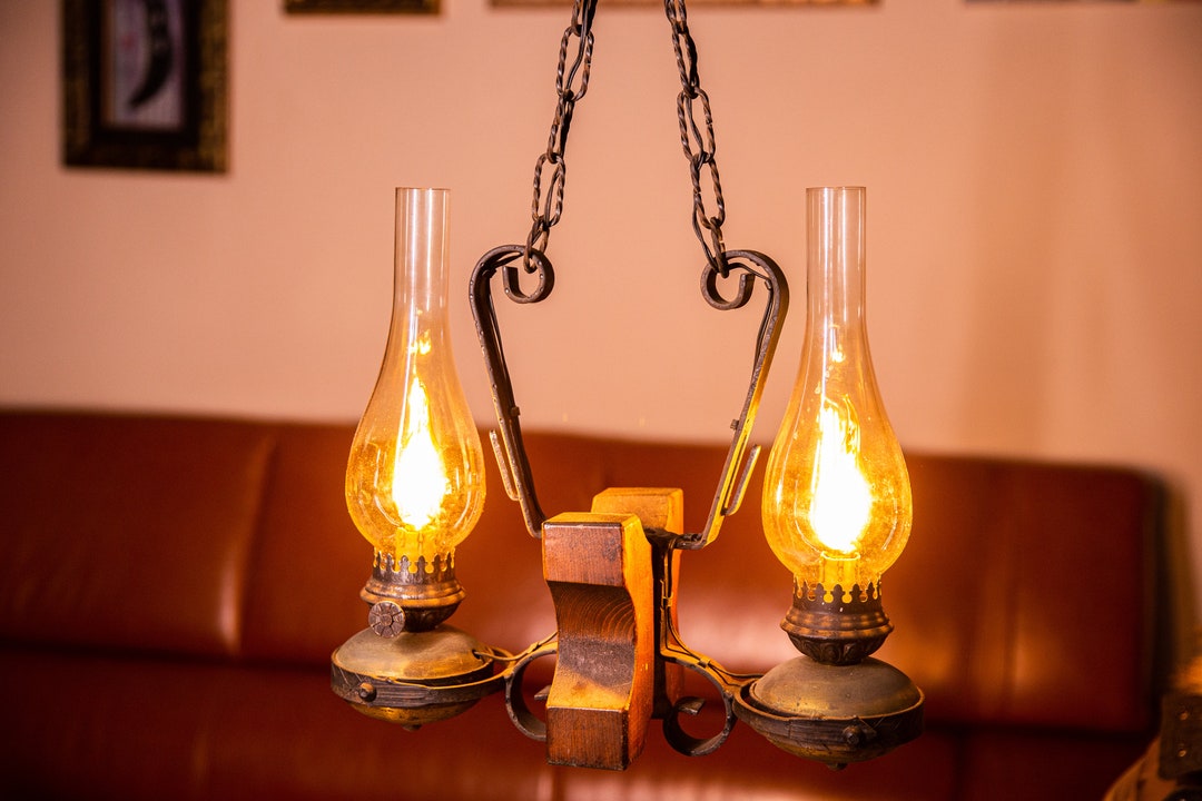 Wooden Pendant Chandelier | Rustic Style Light Fixture | Handmade ...