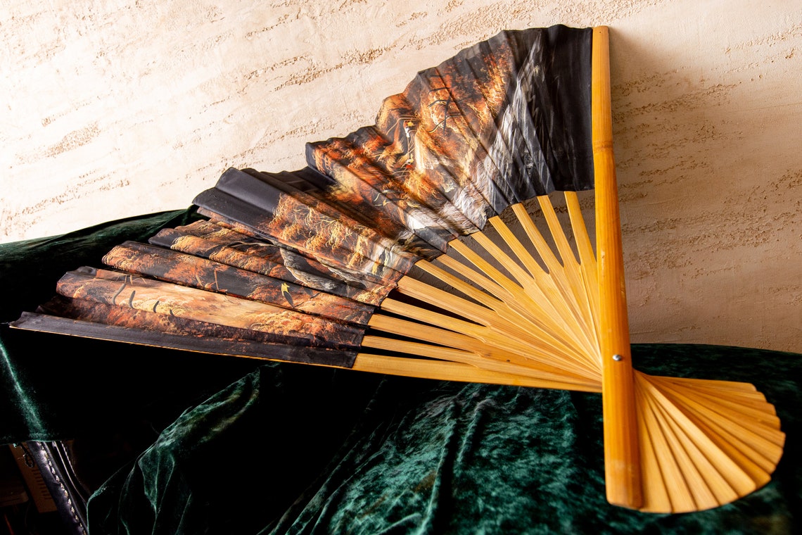 Vintage Hand-painted Japanese Fan: Large Bamboo Wall Decor - Etsy