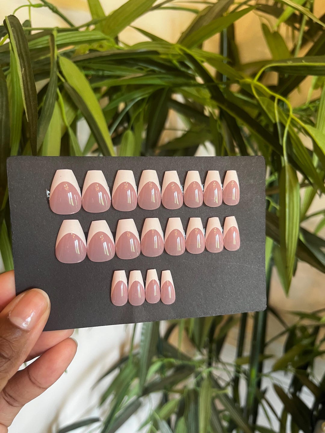 French Press on Nails|date Night|coffin Nails| Pink and White Nails ...