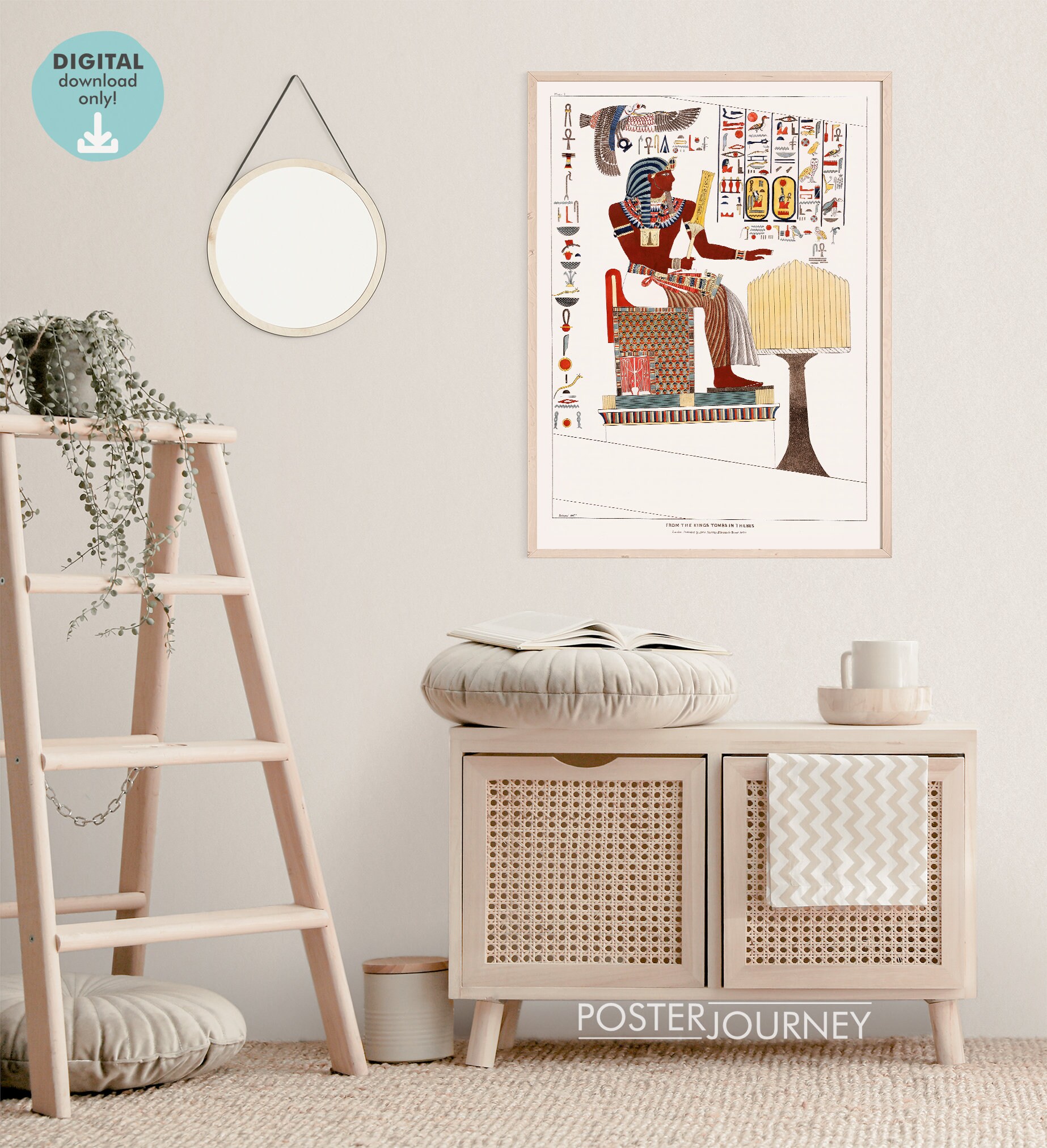 Illustration of Egyptian Pharaoh and Hieroglyphs, Ancient Egypt Print ...