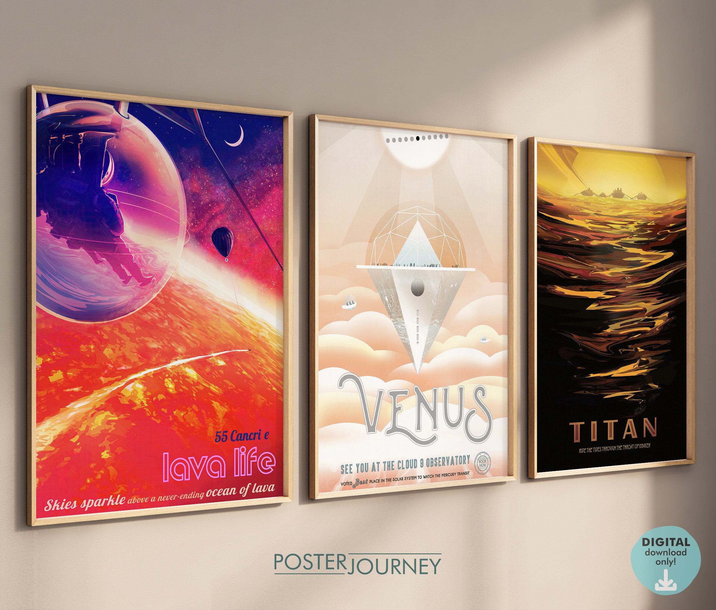Retro Futuristic Space Travel Poster Bundle Gallery Wall Set - Etsy