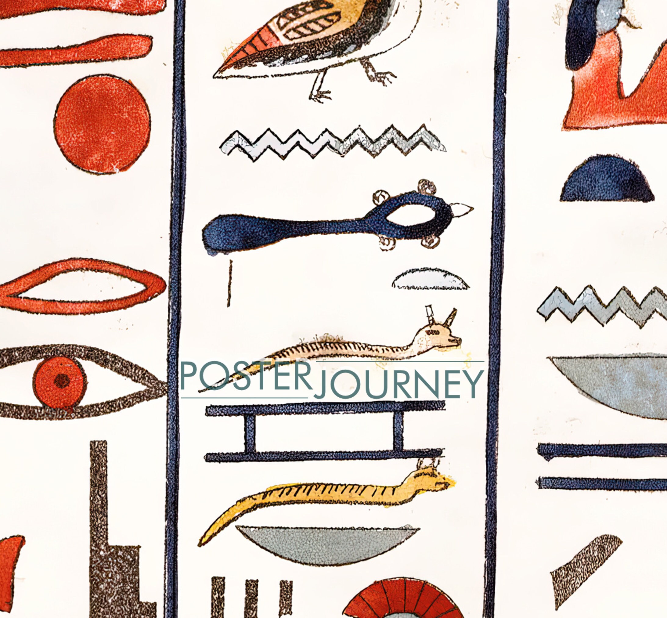 Illustration of Egyptian Pharaoh and Hieroglyphs, Ancient Egypt Print ...