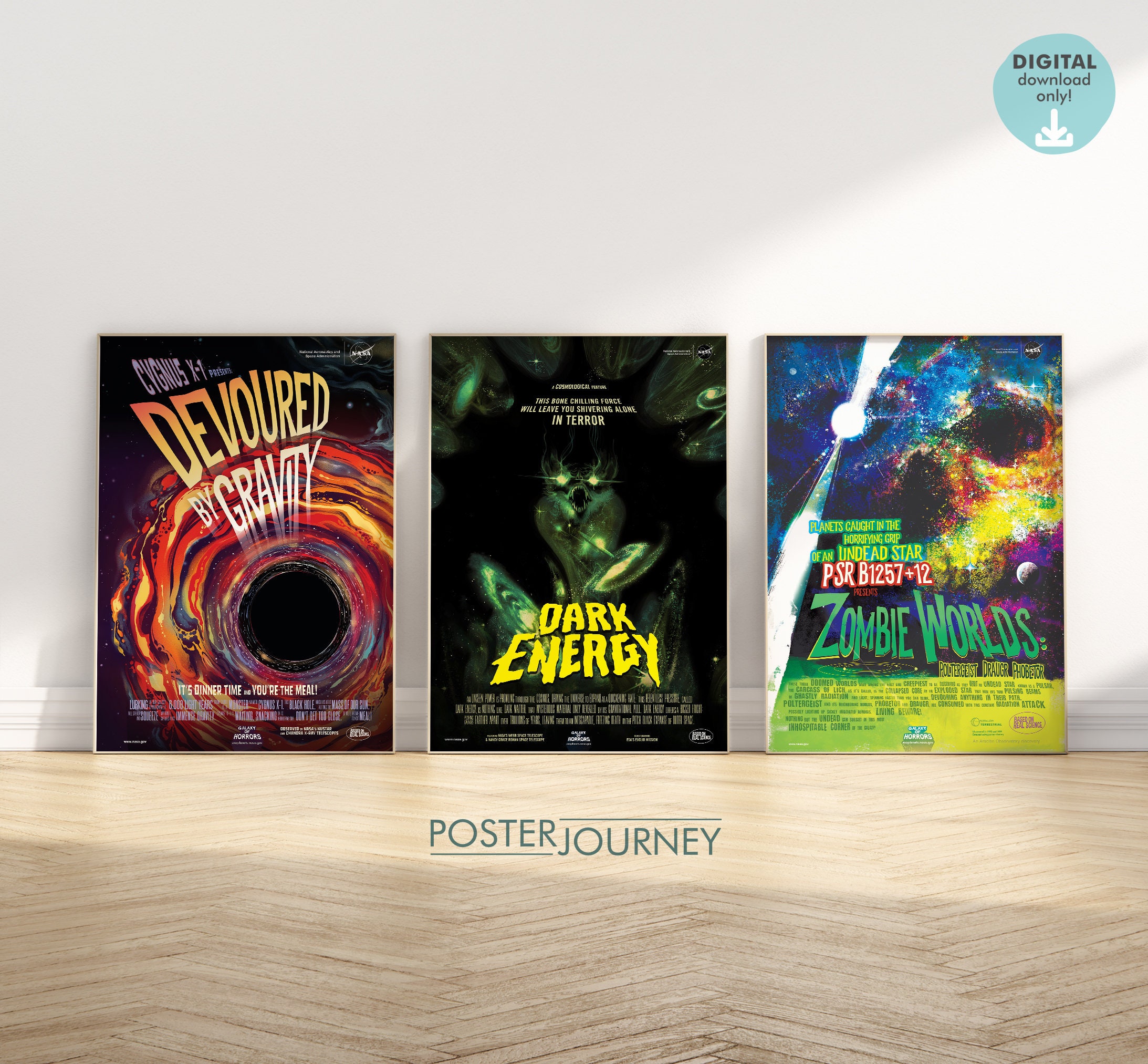 Space Horror Sci-fi Movie Themed Poster Bundle, Galaxy of Horrors ...