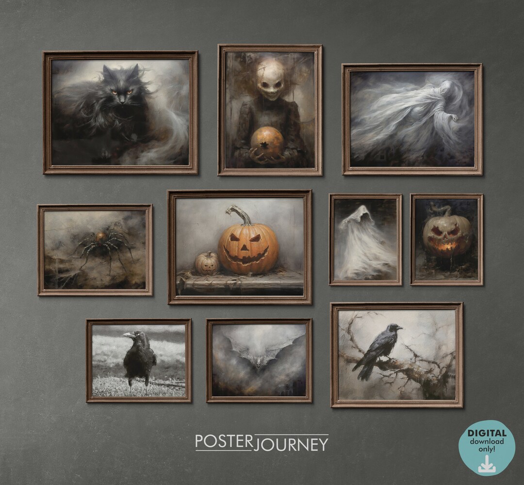 Halloween Gallery Wall Art Bundle, Creepy Scary Dark Academia Aesthetic ...