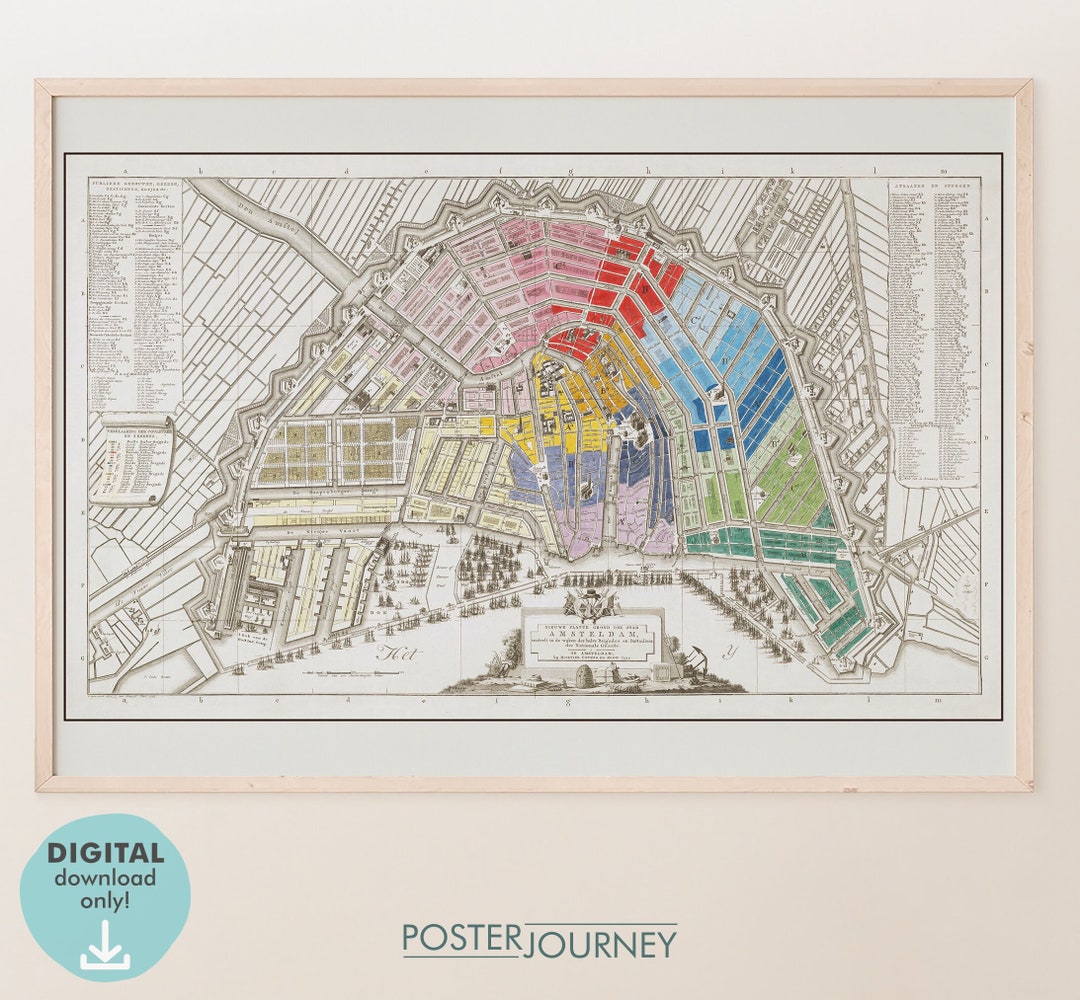 Old Map of Amsterdam (1795) | Retro Vintage World & City Map | Colorful ...