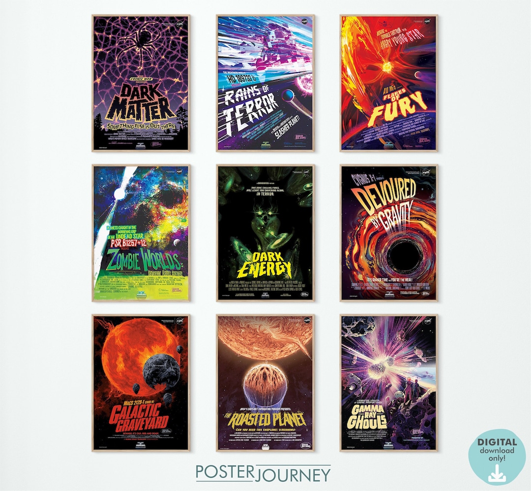 Space Horror Sci-fi Movie Themed Poster Bundle, Galaxy of Horrors ...