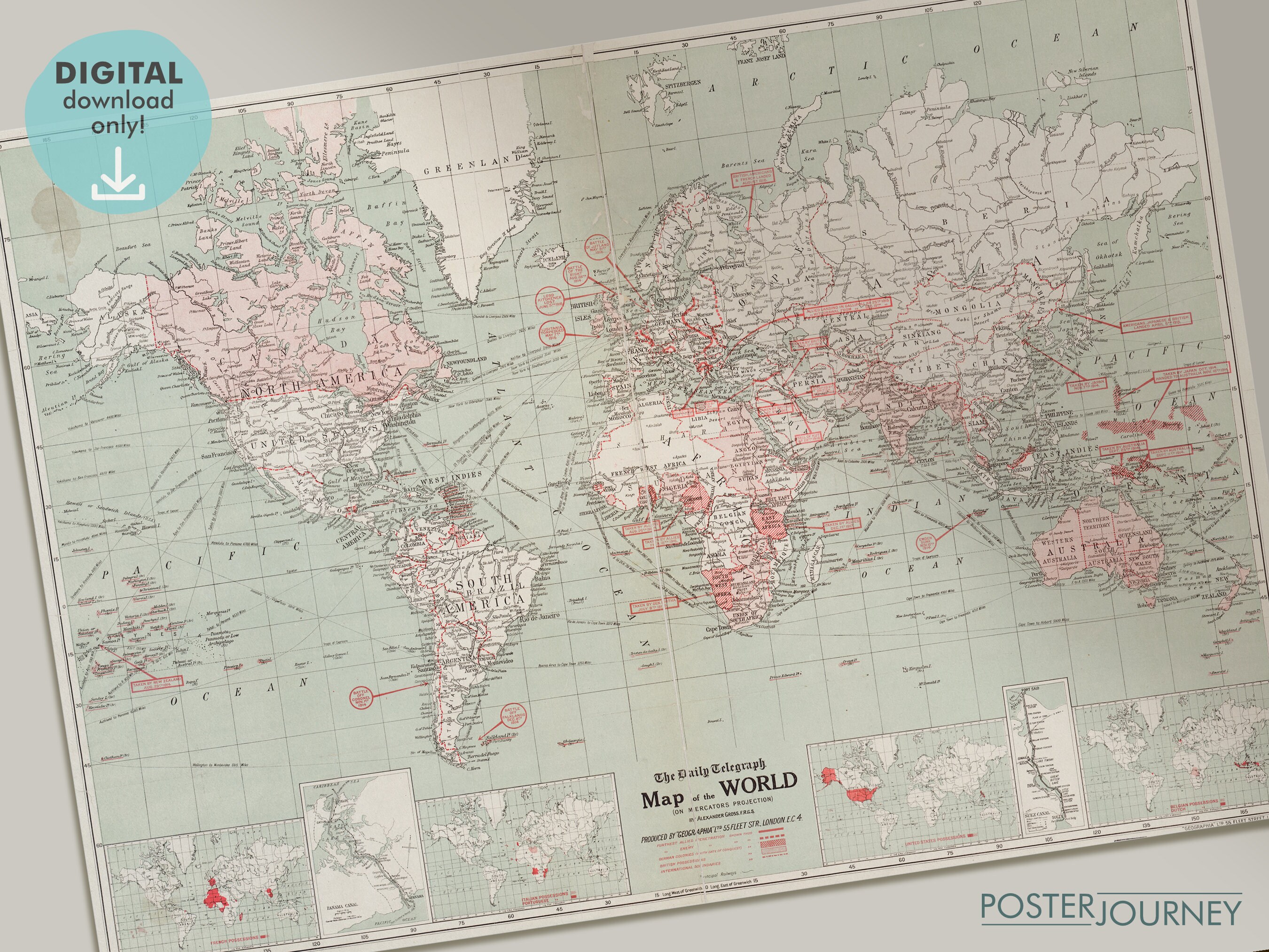 Old World Map From 1918 | Retro Vintage Map of the World | War Map ...
