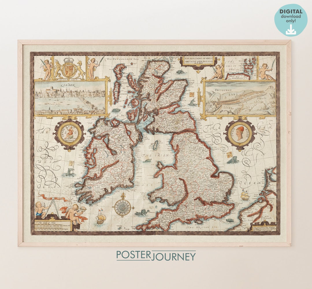 Old Antique Map of the British Isles | Retro Vintage UK Ireland Map ...