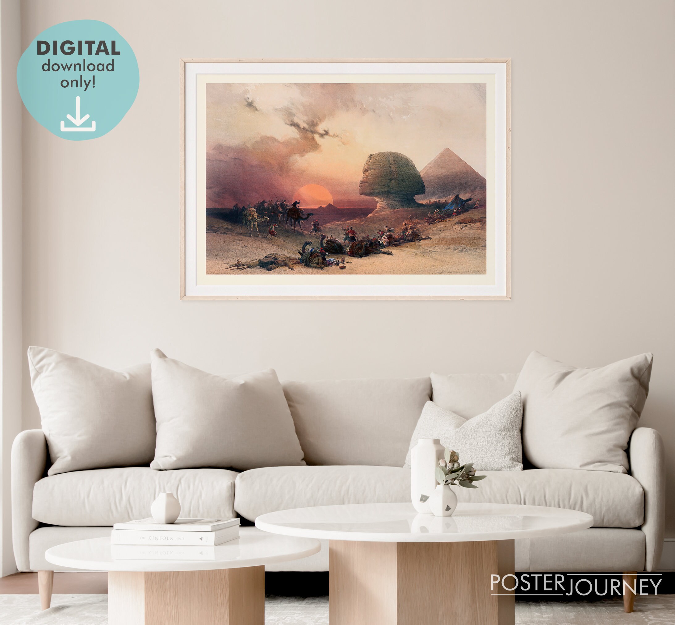 Approach of the Simoom in the Desert of Giza Ancient Egypt Vintage ...