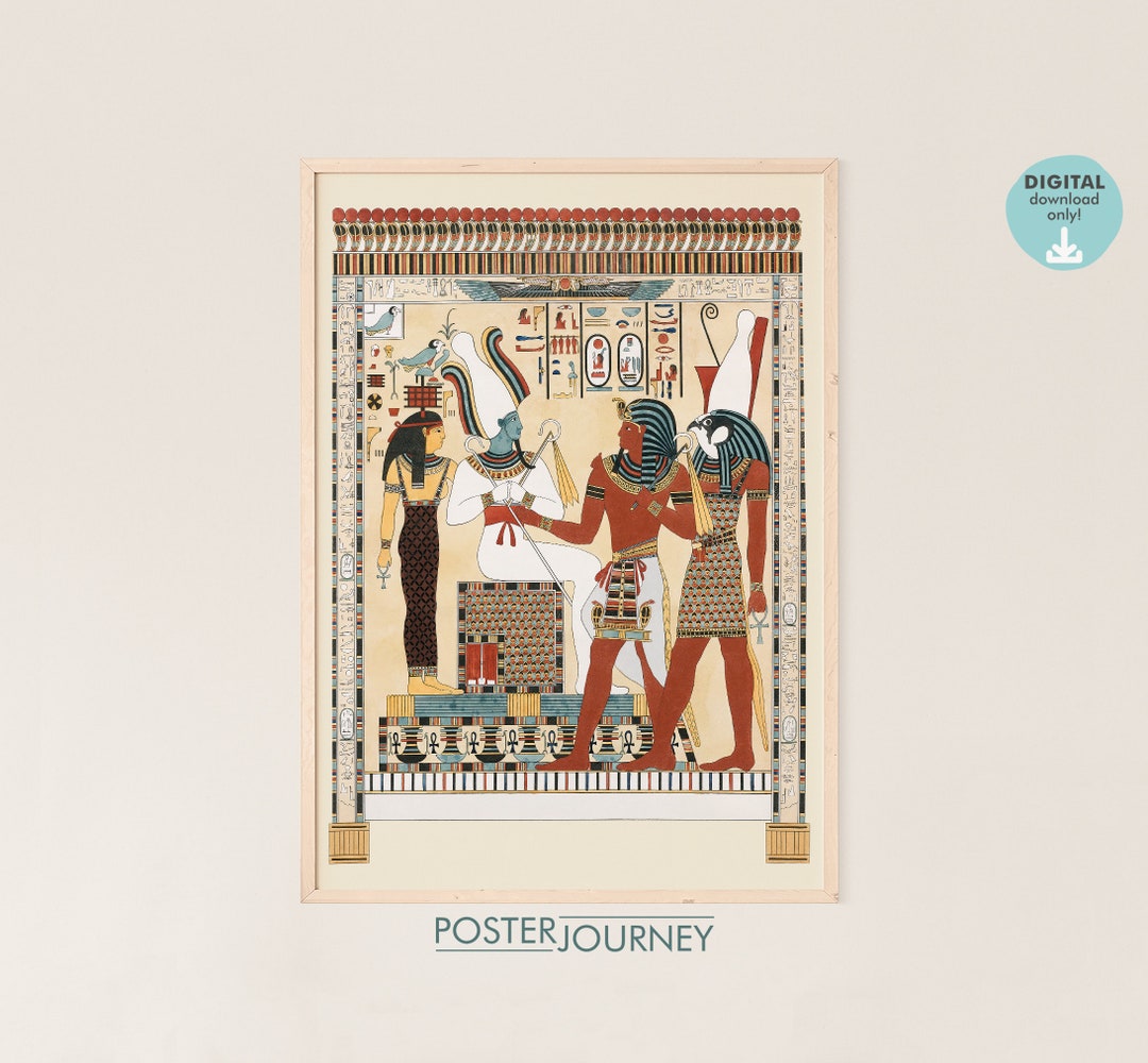 Illustration of Egyptian Pharaoh, Gods and Hieroglyphs, Ancient Egypt ...