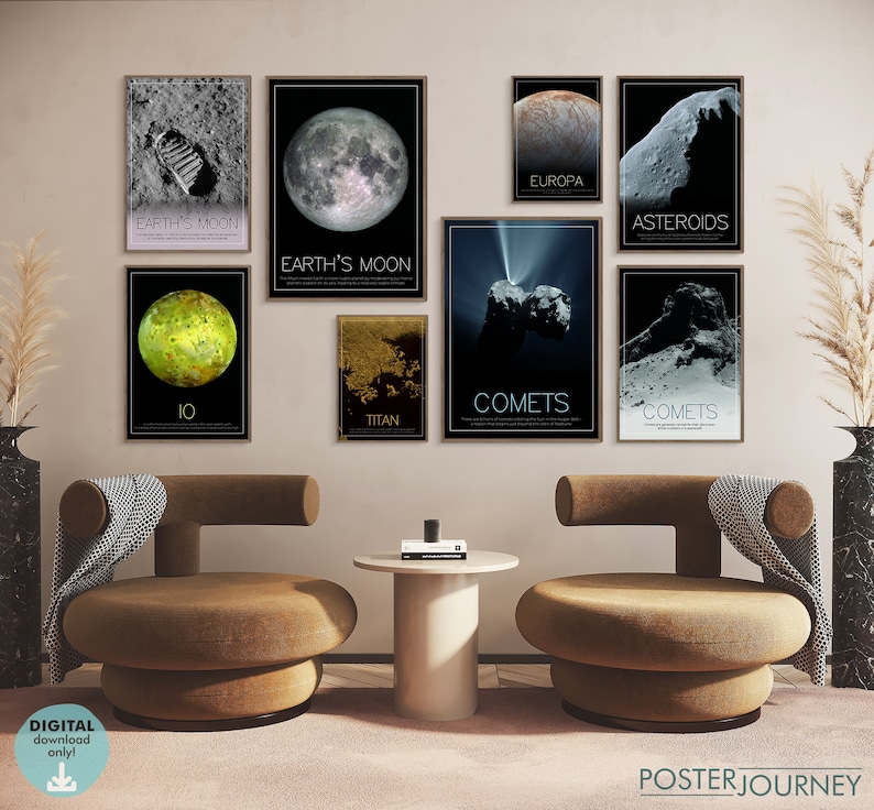 Our Solar System Space Poster Bundle, Planets Gallery Wall Set of 40 ...