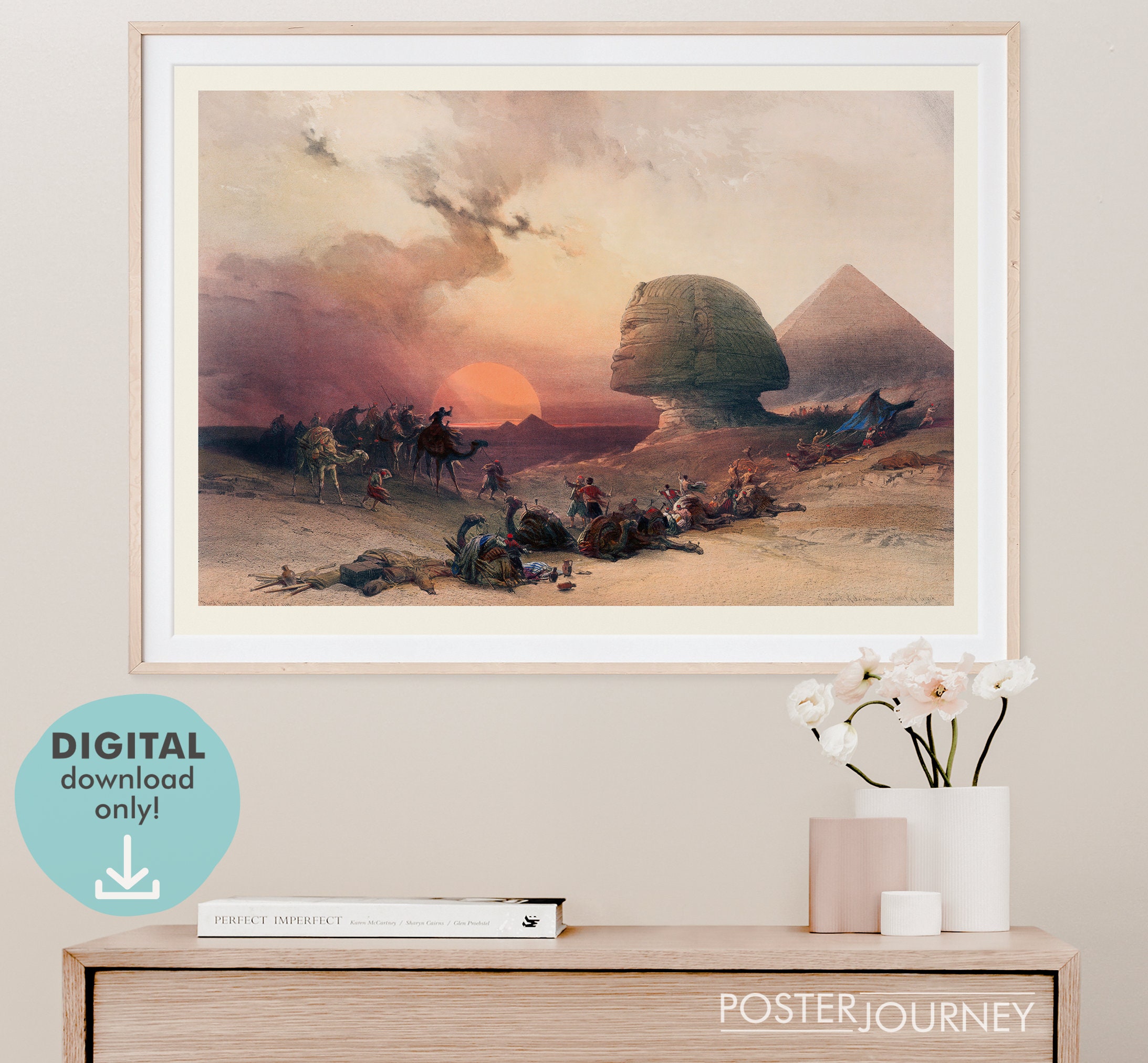 Approach of the Simoom in the Desert of Giza Ancient Egypt Vintage ...