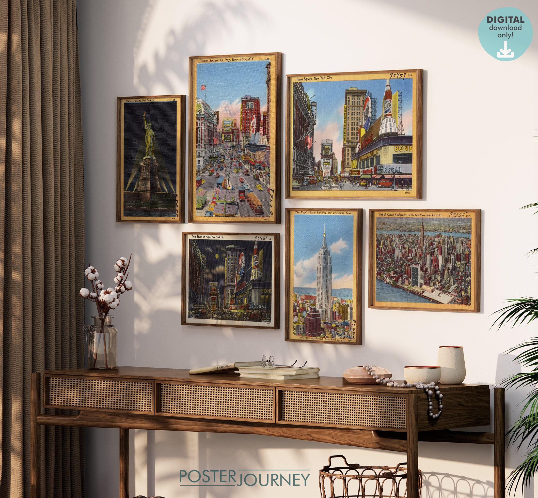 Vintage US Postcards Gallery Wall Art, Vintage Posters of America, Set ...