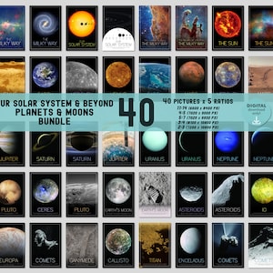 Our Solar System Space Poster Bundle, Planets Gallery Wall Set of 40 ...