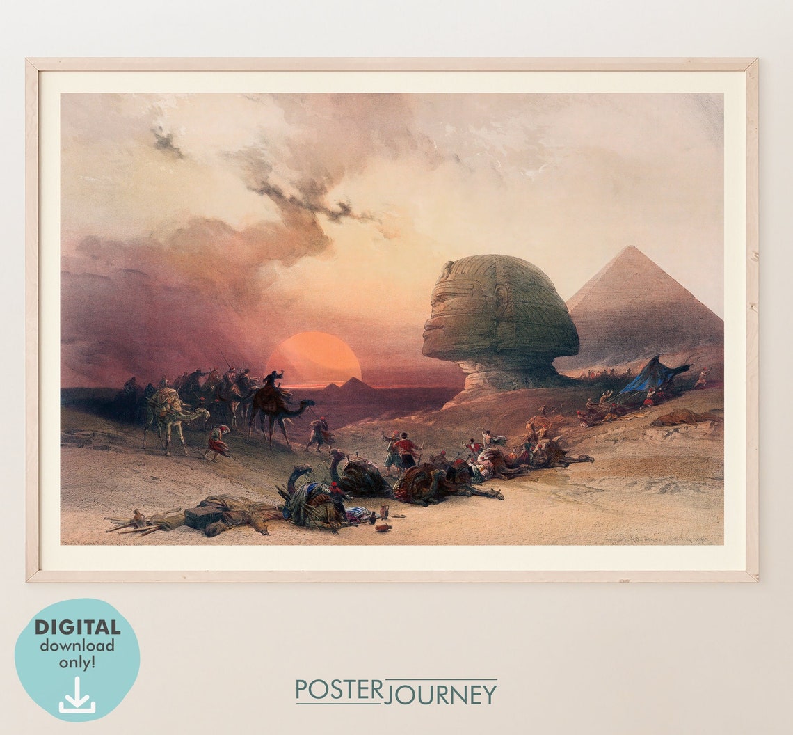 Approach of the Simoom in the Desert of Giza Ancient Egypt Vintage ...