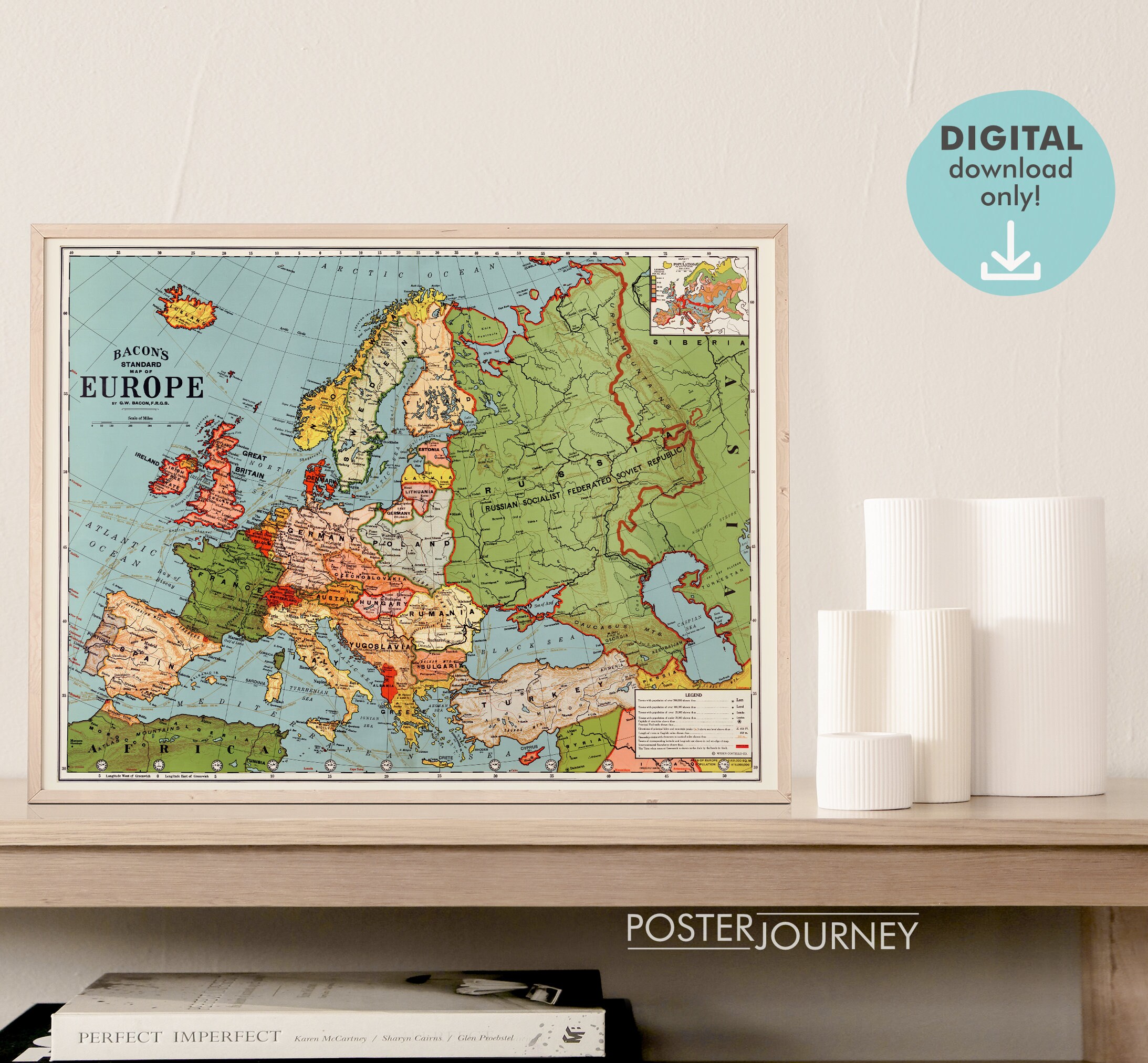 Old Map of Europe From 1925 | Retro Vintage World Map, Europe ...