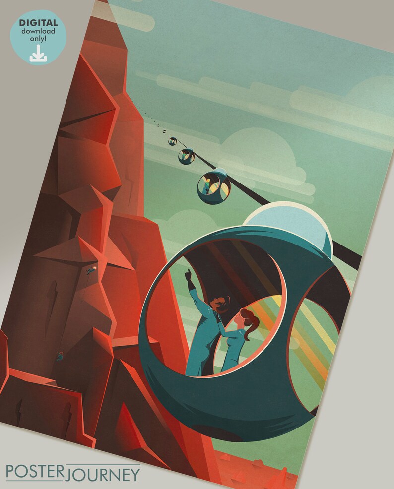 Retro Futuristic Spacex Space Travel Poster Bundle, Gallery Wall Set of ...