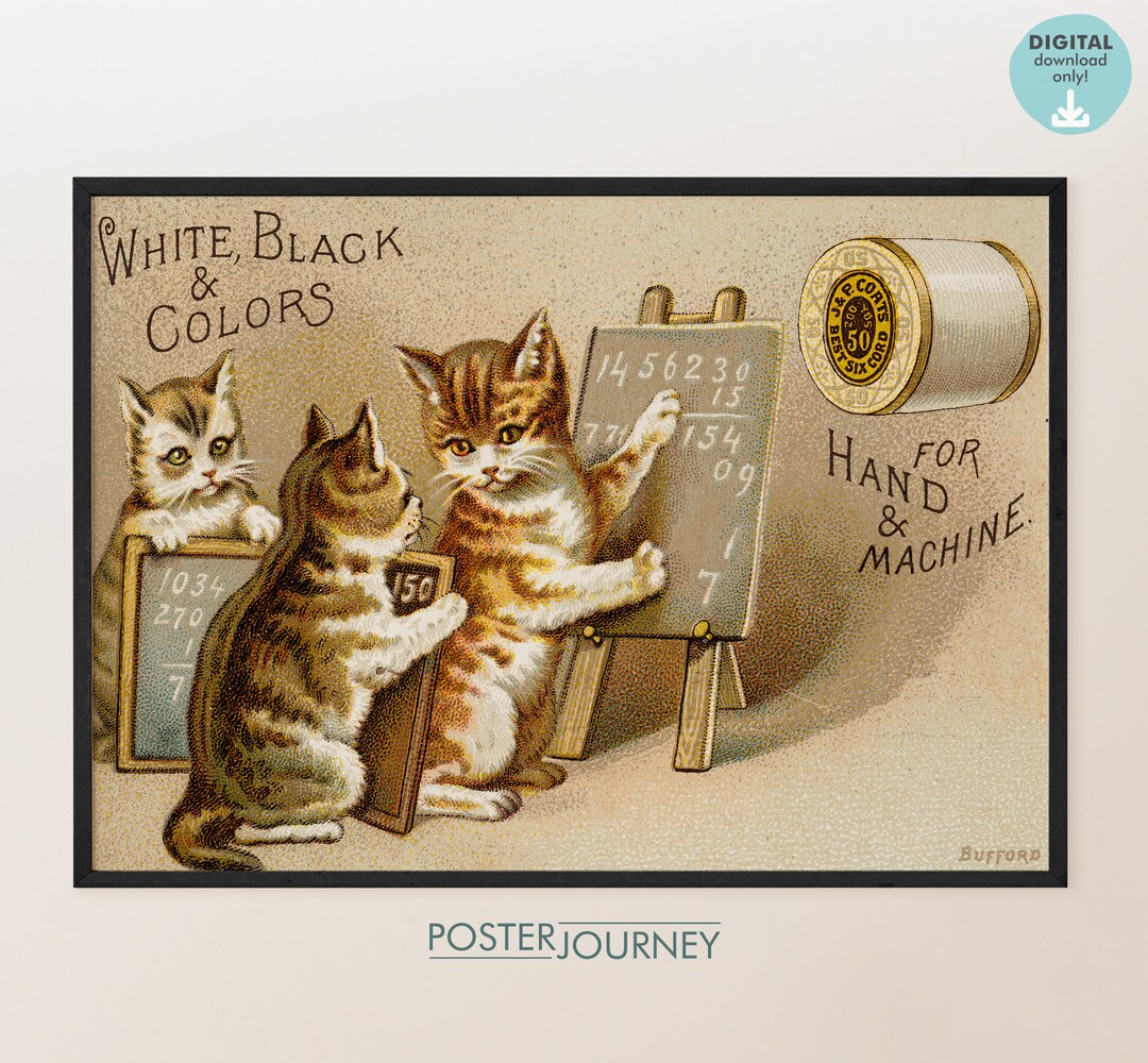 Counting Cats Advertisement Print, Retro Poster, Vintage Wall Art ...