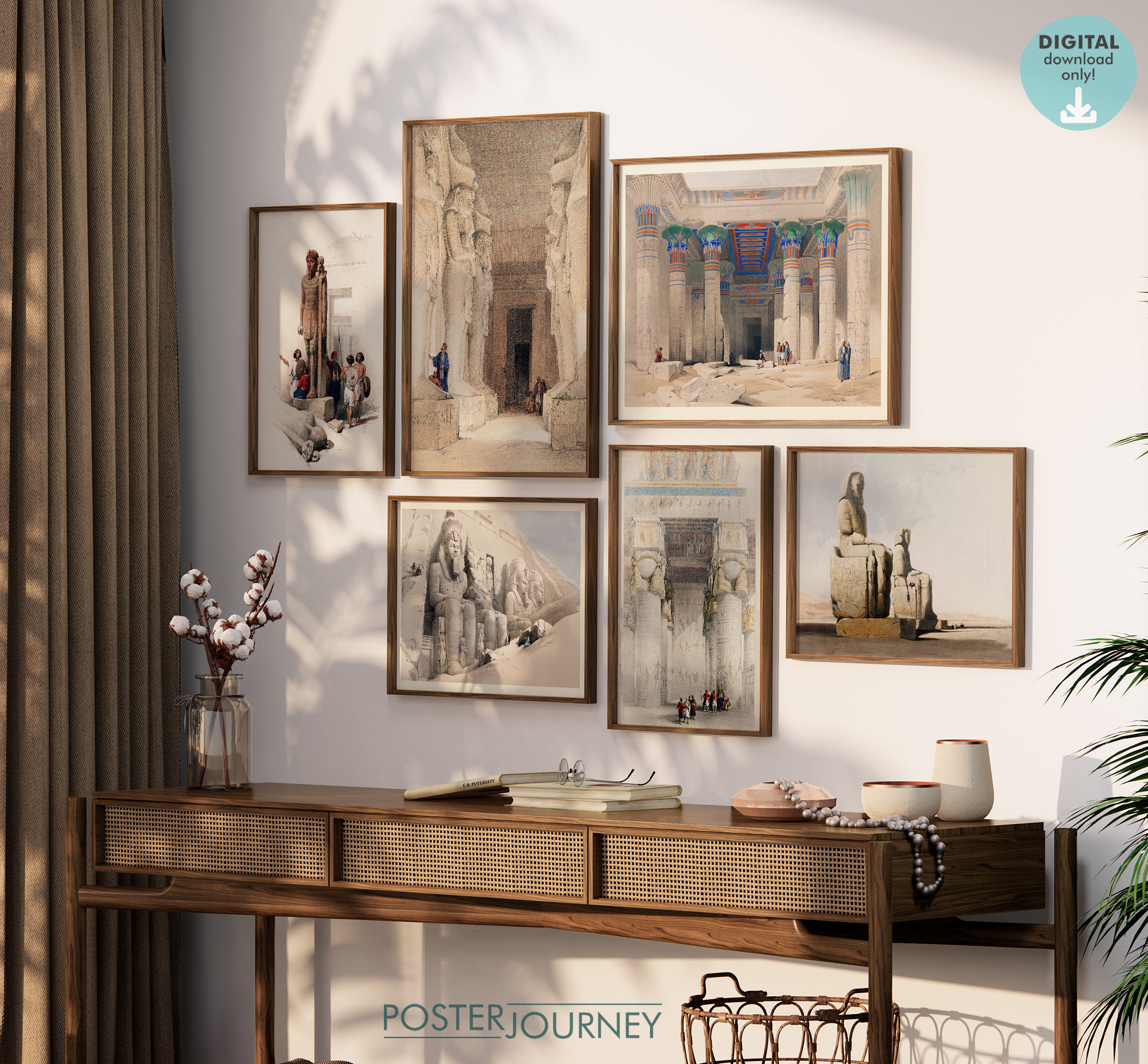 Ancient Egypt Landmarks Poster Bundle, Gallery Wall Set of 6 Prints ...