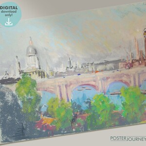 London Cityscape Architecture Painting | Vintage England Wall Art Print ...