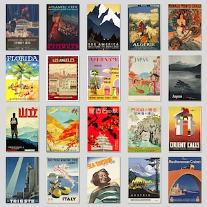 Retro Travel Posters, Vintage Gallery Wall Art, Aesthetic Wall Collage ...