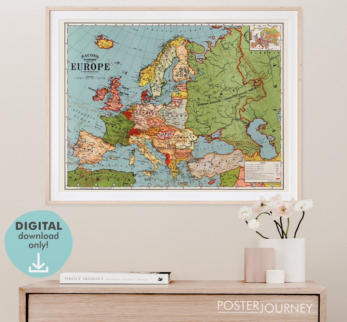 Old Map of Europe From 1925 | Retro Vintage World Map, Europe ...