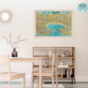 Pictorial Acapulco Mexico Vacation Map Retro Vintage Map Colorful Print ...