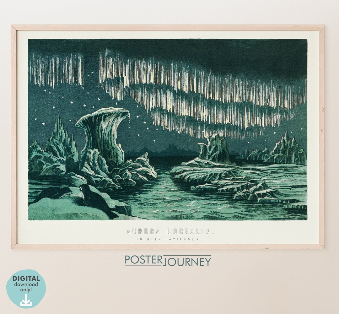 Aurora Borealis | Antique Lithography | Wall Art Print | Vintage ...