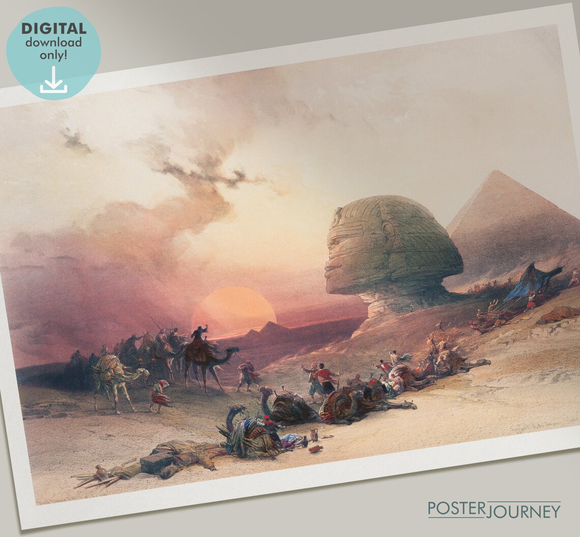 Approach of the Simoom in the Desert of Giza Ancient Egypt Vintage ...