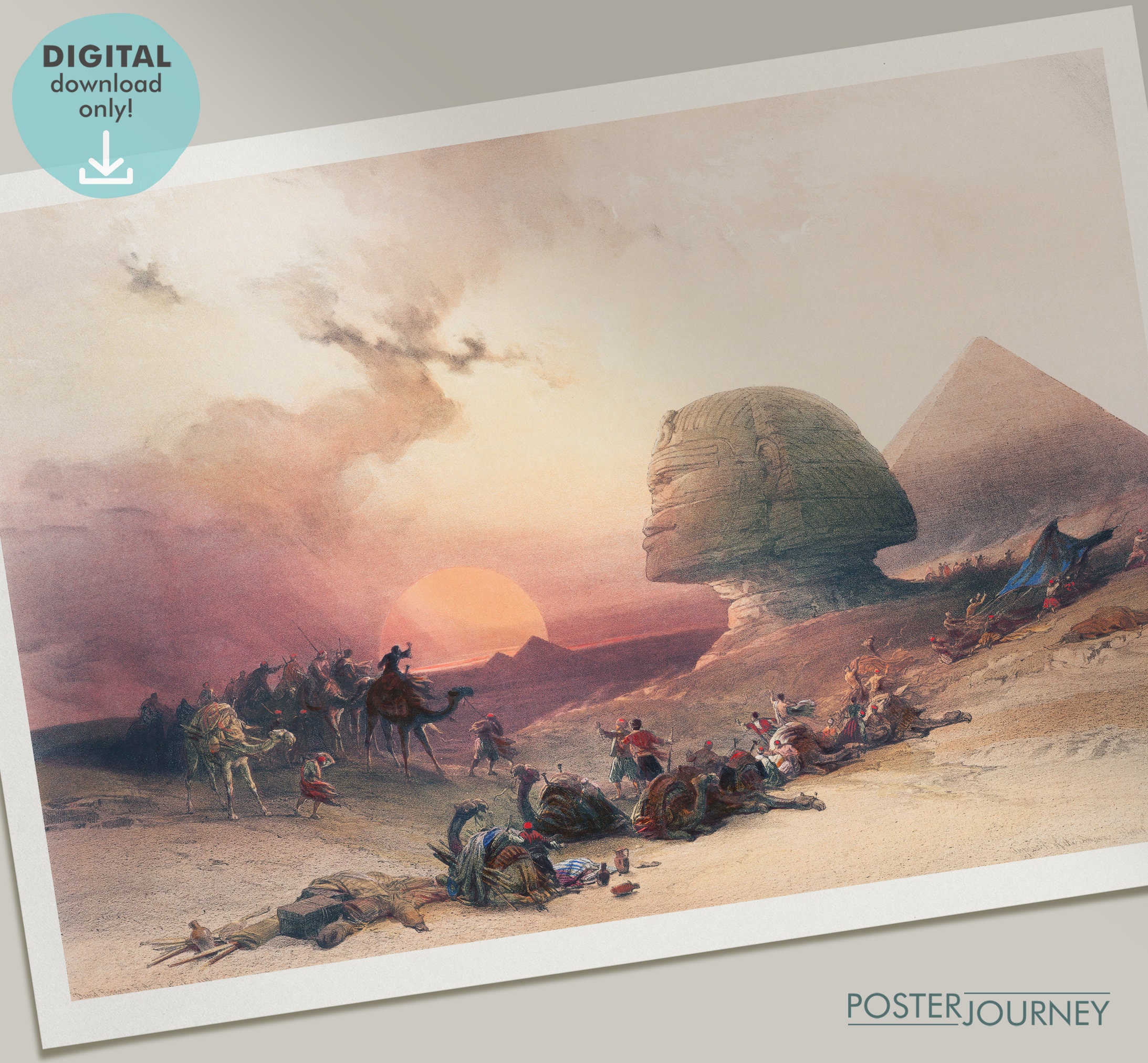 Approach of the Simoom in the Desert of Giza Ancient Egypt Vintage ...