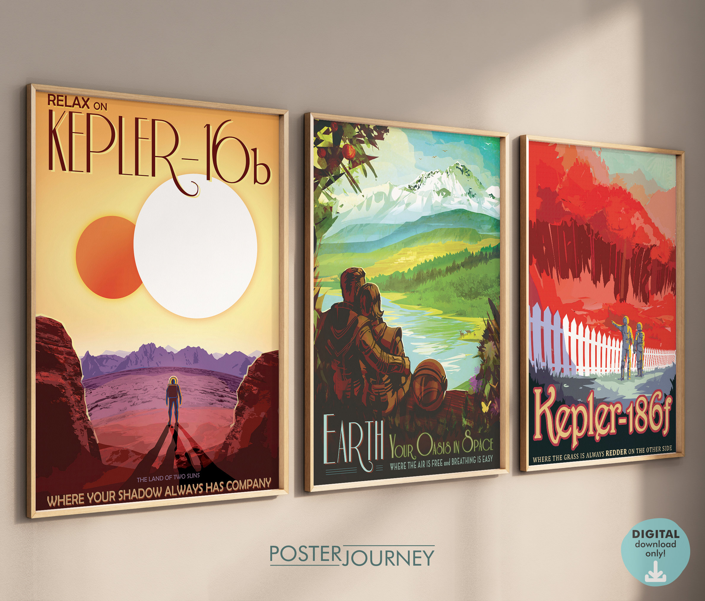 Retro Futuristic Space Travel Poster Bundle Gallery Wall Set - Etsy