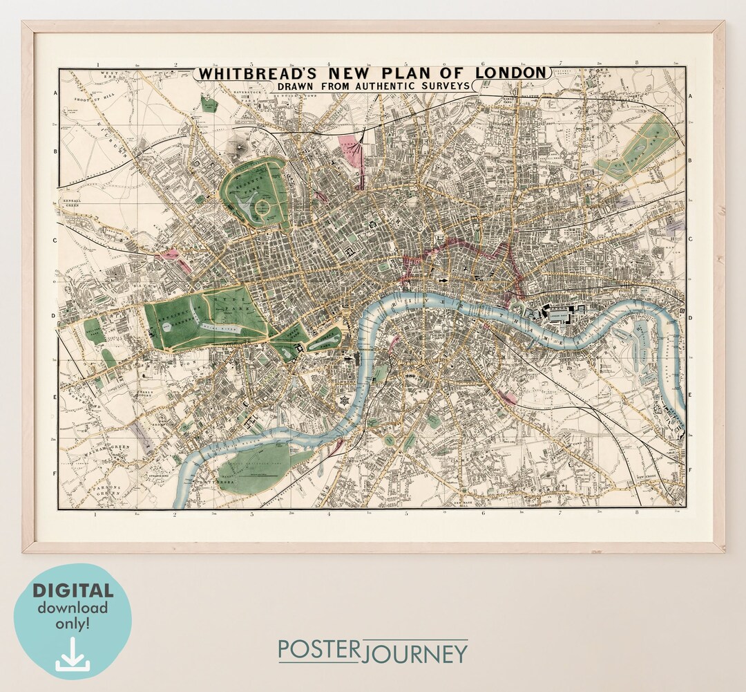 Old Map of London (1853) | Retro Vintage World & City Map | Colorful ...