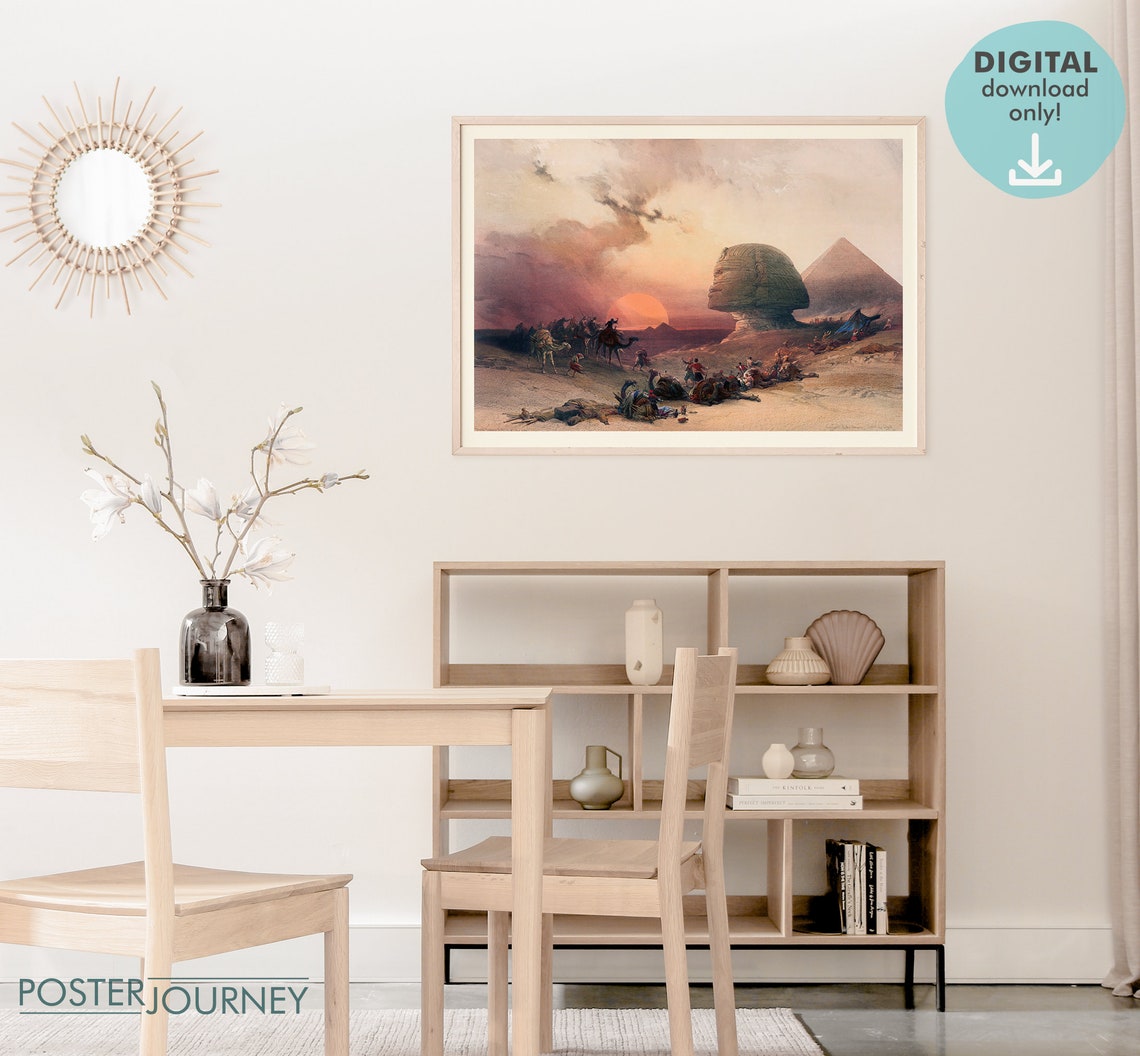 Approach of the Simoom in the Desert of Giza Ancient Egypt Vintage ...