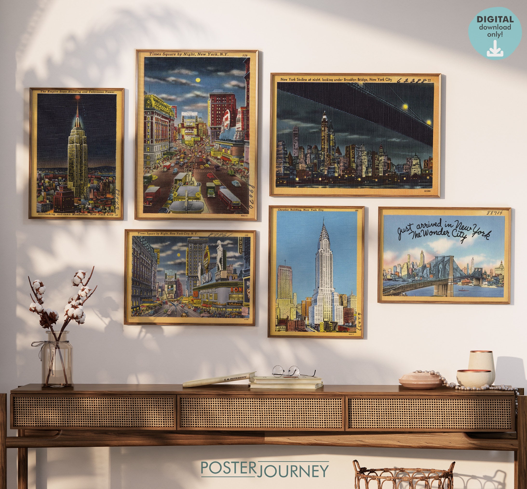 Vintage US Postcards Gallery Wall Art, Vintage Posters of America, Set ...