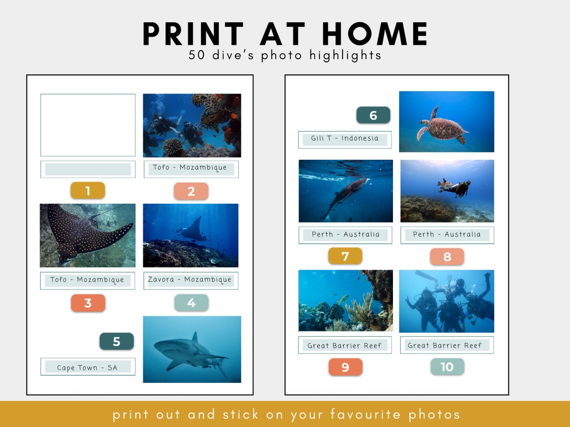 Printable Scuba Dive Log Book Journal Digital Download Diving Log Print ...